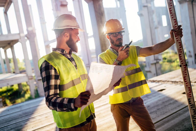 Portrait of Construction Engineers Working on Building Site Stock Image ...