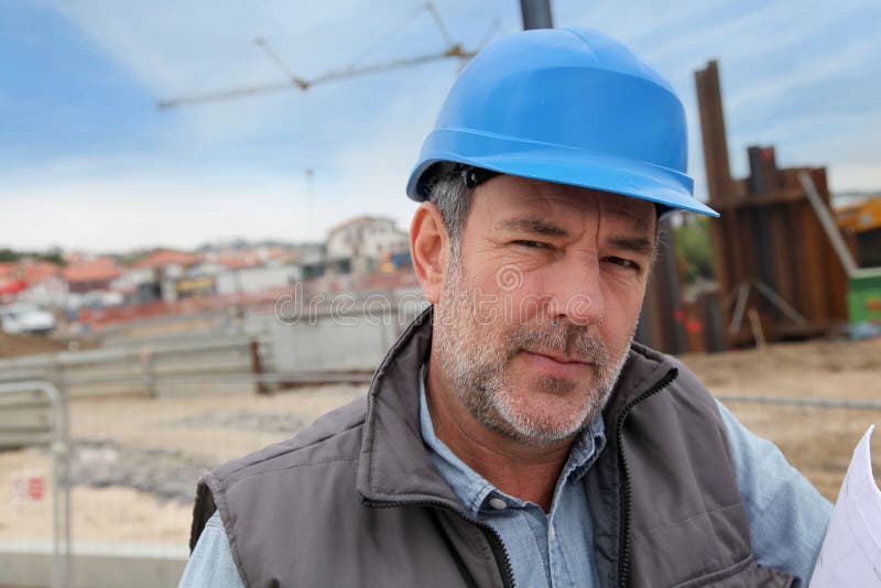Portrait of Construction Manager on Building Site Stock Image - Image ...