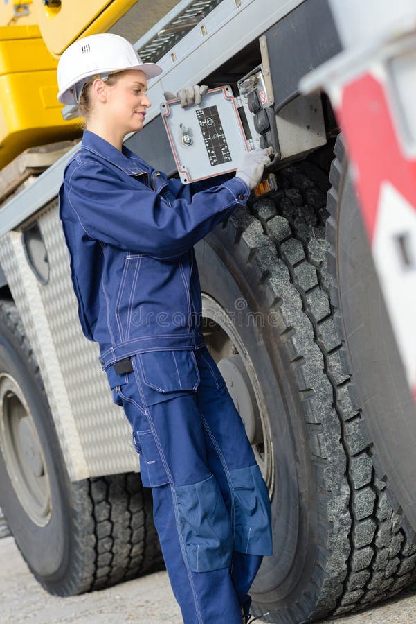 Portrait Construction Vehicle Driver Stock Photo - Image of attractive ...