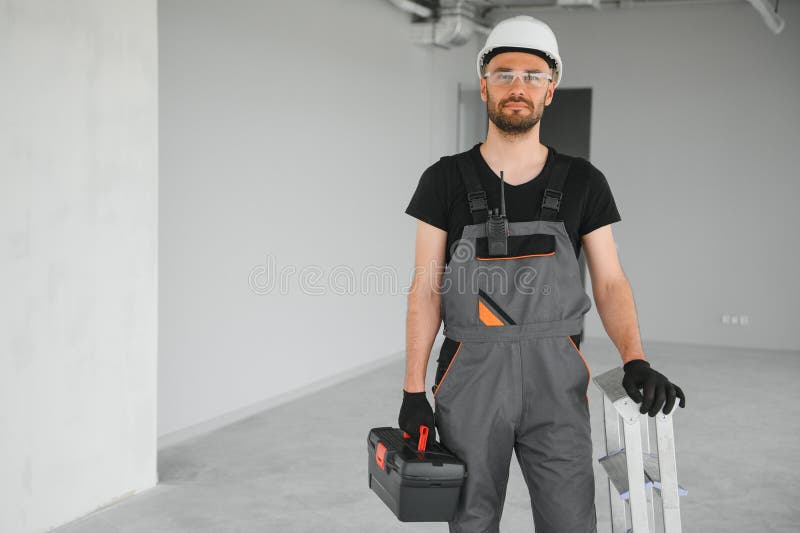 Portrait of Construction Worker on Building Site Stock Image - Image of ...