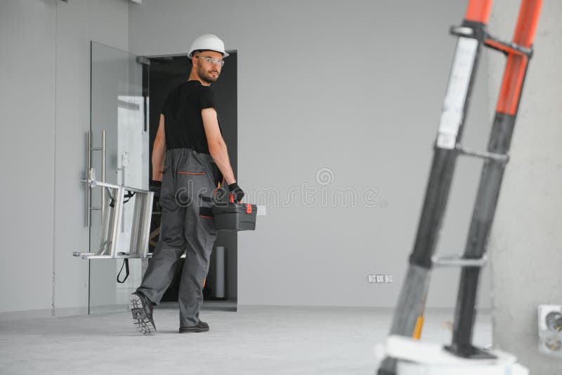Portrait of Construction Worker on Building Site Stock Image - Image of ...
