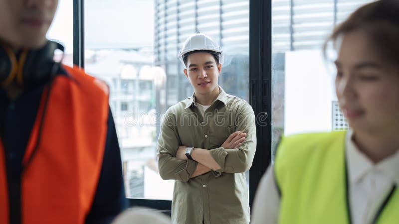 Portrait of Construction Worker and Manager with an Engineer Woman at ...