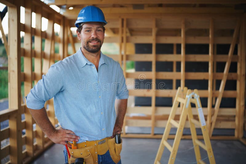 Portrait of Construction Worker Smiling and Looking at Camera, Diy Eco ...