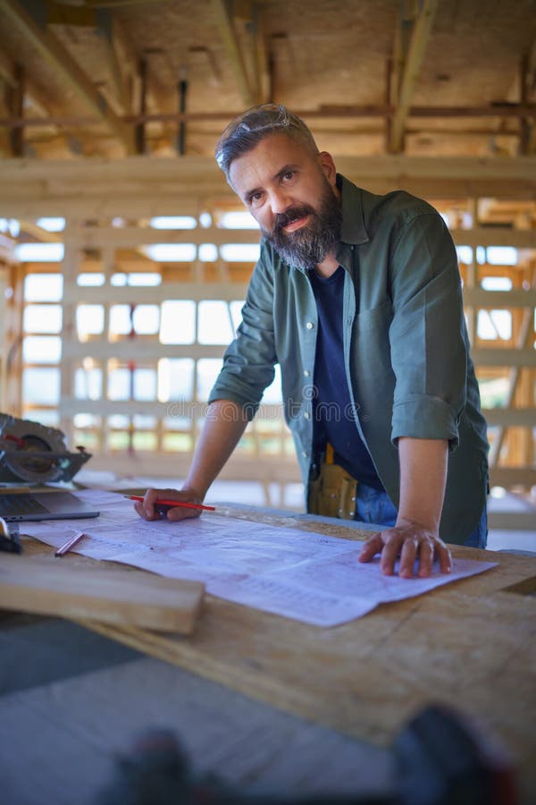 Portrait of Construction Worker Smiling and Looking at Camera, Diy Eco ...