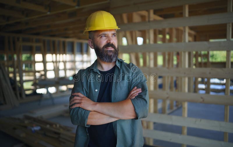 Portrait of Construction Worker Smiling and Looking at Camera, Diy Eco ...