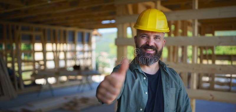 Portrait of Construction Worker Smiling and Looking at Camera, Diy Eco ...