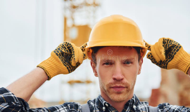 Portrait of Construction Worker in Uniform and Safety Equipment Stock ...