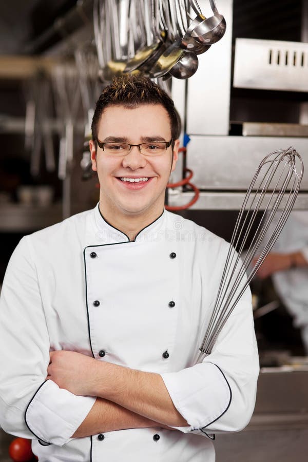 Portrait of a Cook with Whisk Stock Image - Image of male, preparation ...