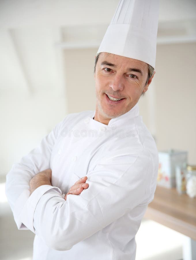 Portrait of Cooking Chef Standing in Restaurant Stock Image - Image of ...