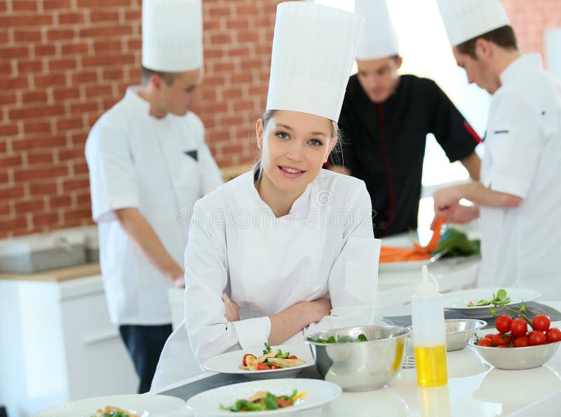 Portrait of a Cooking Trainee Amongst the Group Stock Photo - Image of ...