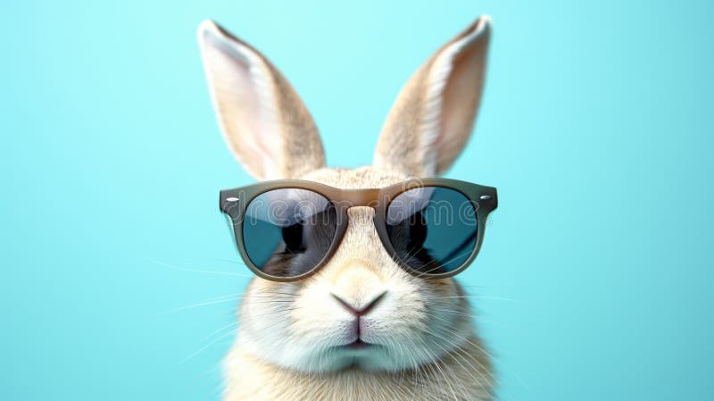 Portrait of Cool Bunny Wearing Sunglasses Stock Illustration ...
