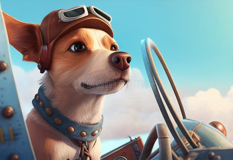 Portrait of a Cool Dog in Pilot Glasses. AI Genarated Stock ...
