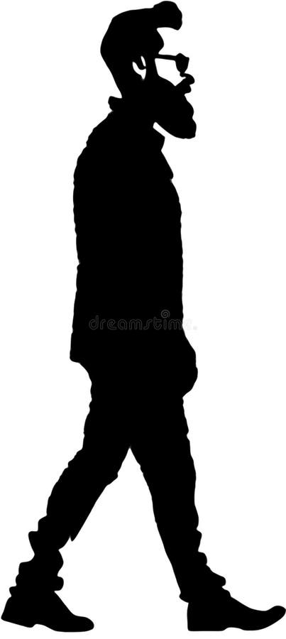 Portrait of a Cool Guy with a Beard in Black Stencil Art. Stock ...