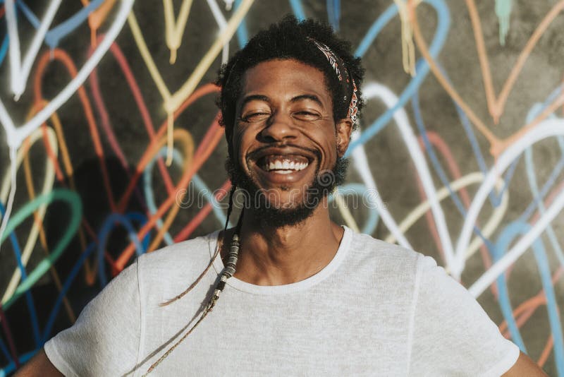 Portrait of a cool man stock image. Image of afro, heart - 125589757