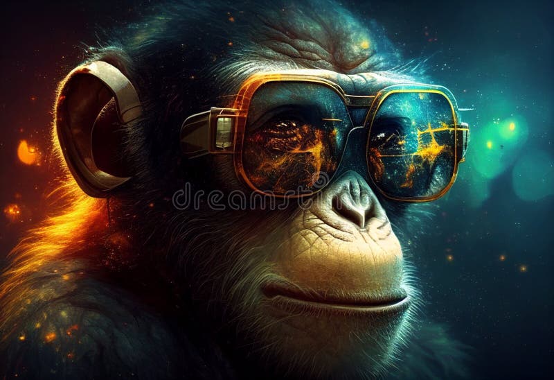 Portrait of a Cool Monkey As a Hacker. AI Genarated Stock Illustration ...