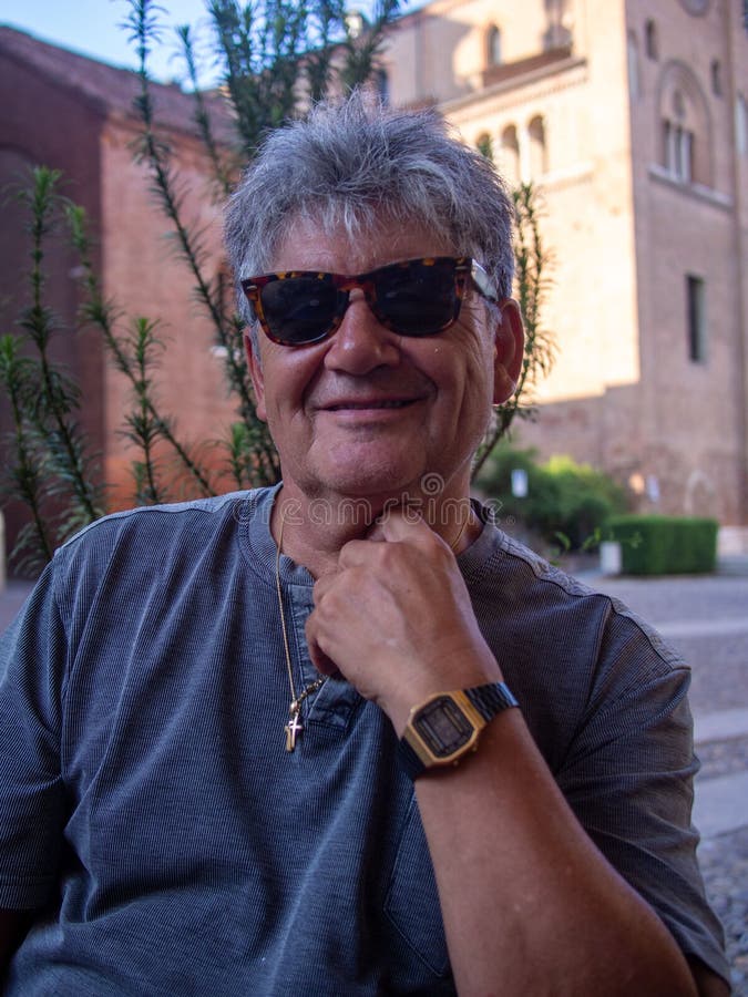 Portrait of a Cool Old Man Smiling Stock Image - Image of watch, male ...