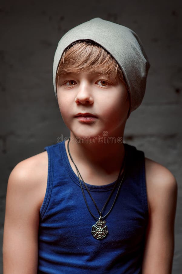 Portrait of Cool Young Hip Hop Boy in Grey Hat Stock Photo - Image of ...