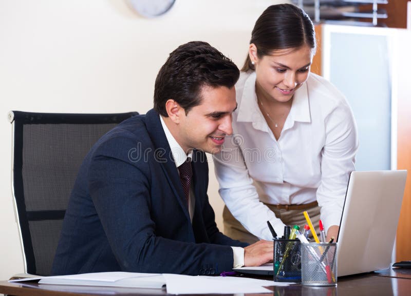 Portrait of Corporate Managers Working Together in Office Interior ...
