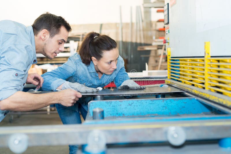 Portrait Couple Factory Workers Stock Photo - Image of smiling ...