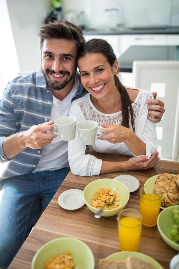 Portrait of Couple Having Breakfast Stock Image - Image of eating ...