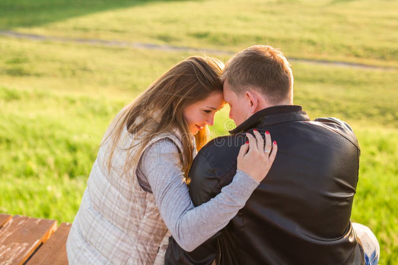 Portrait of Couple Hugging on a Pier in Nature Back View Stock Photo ...