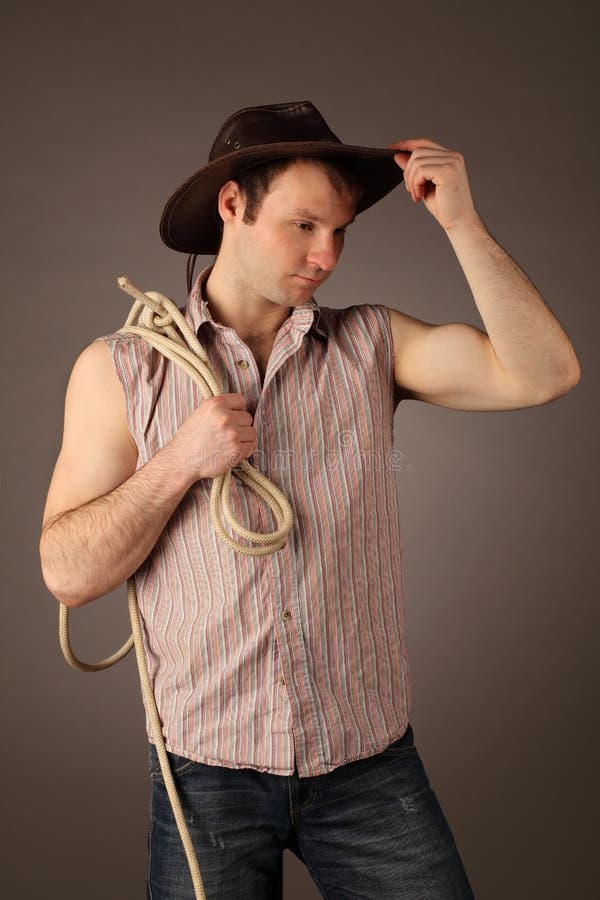Portrait of cowboy stock photo. Image of shirt, strong - 20669702