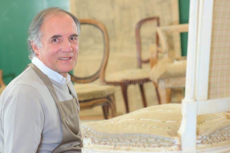 Portrait Craftsman in Workshop Stock Photo - Image of textile, middle ...