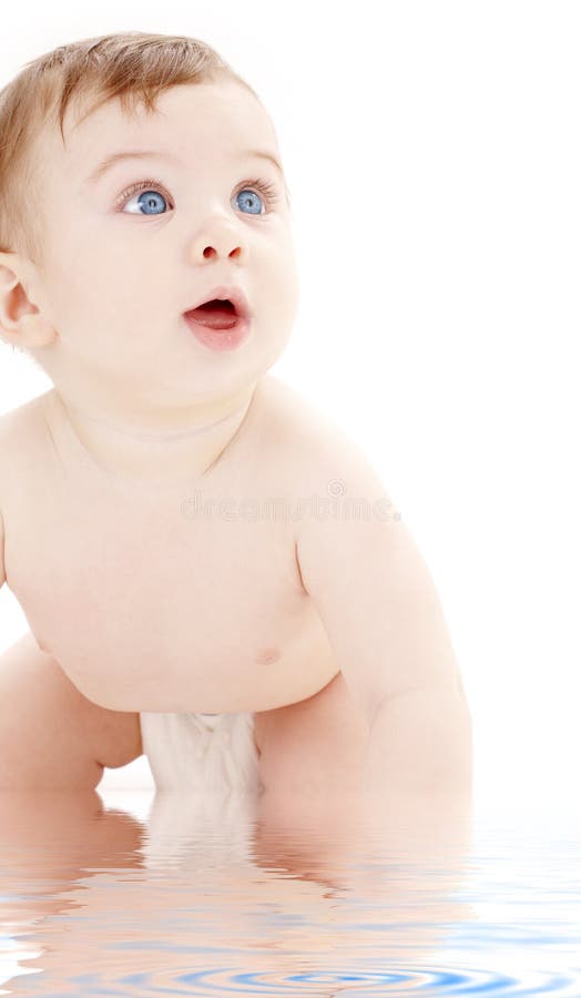 Portrait of Crawling Baby Boy Looking Up Stock Image - Image of looking ...