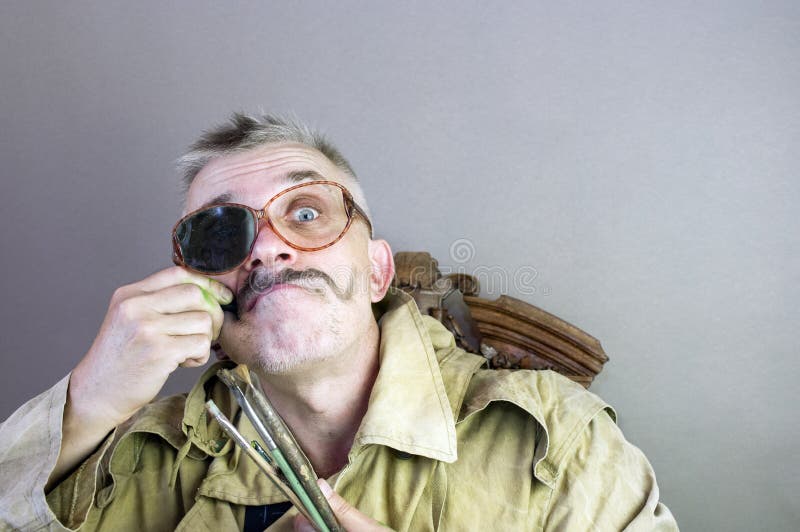 Portrait of a Crazy Artist stock image. Image of head - 74896175