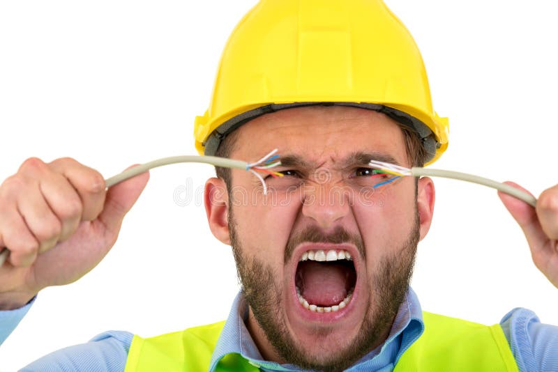 Crazy electrician stock photo. Image of emotion, black - 23617800