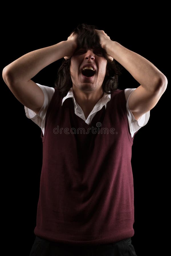 Portrait of a Crazy Man. Isolated Stock Image - Image of insane, dark ...