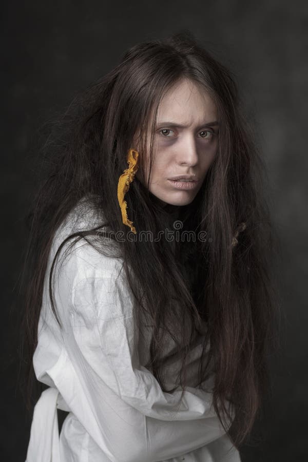 Portrait of a Crazy Woman in a Straitjacket Stock Image - Image of ...