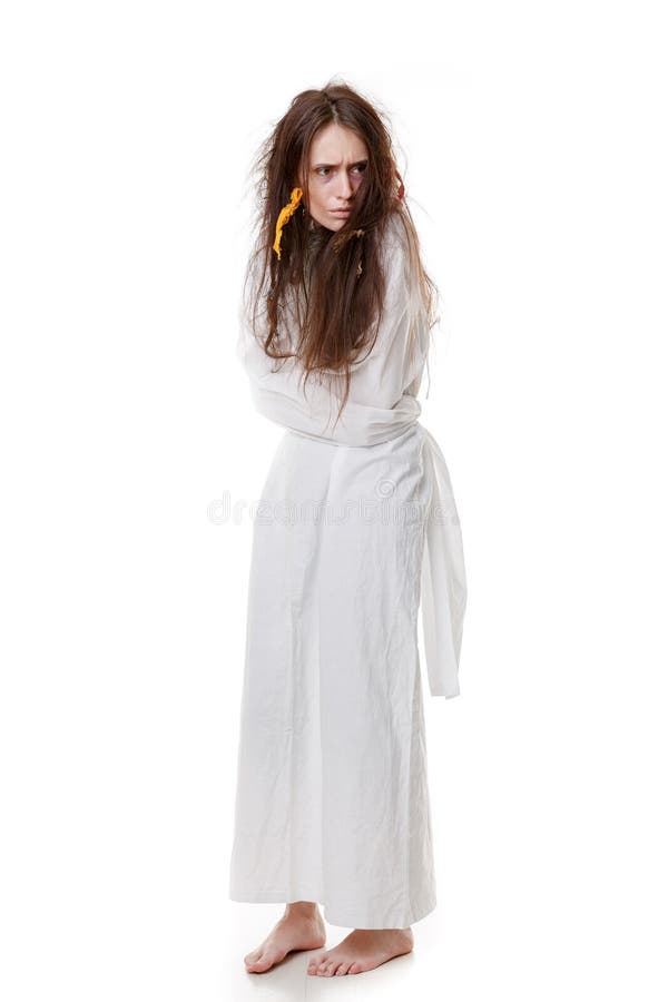 Portrait of a Crazy Woman in a Straitjacket Stock Image - Image of ...