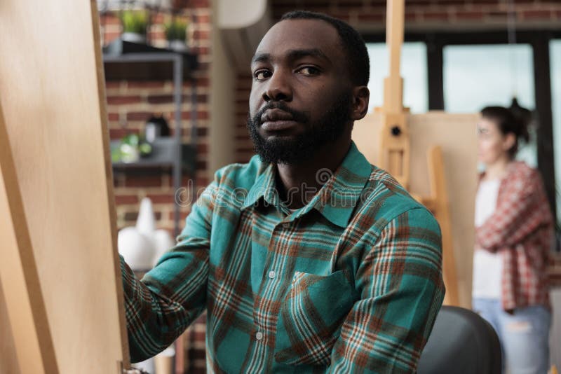 Portrait of Creative Artist Man Drawing Vase Model on Canvas Stock ...