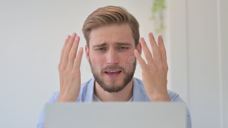 Portrait of Man with Laptop Having Loss, Failure Stock Photo - Image of ...