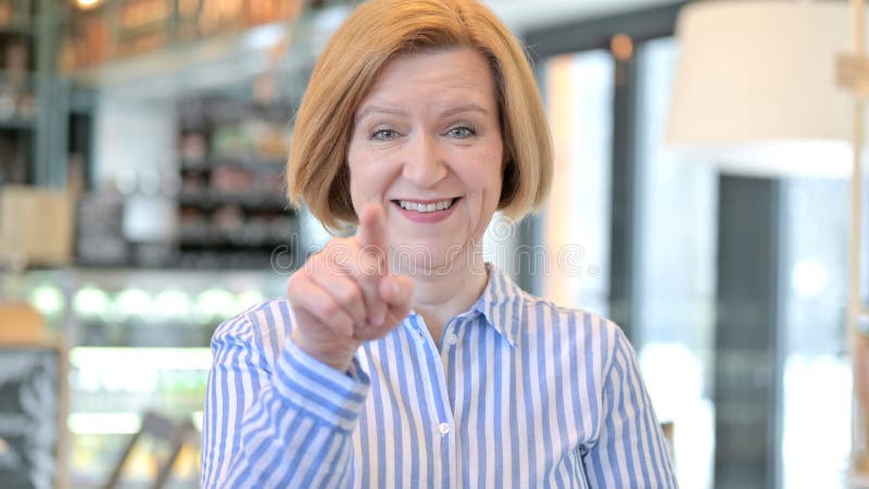 Portrait of Creative Old Woman Pointing with Finger Stock Image - Image ...