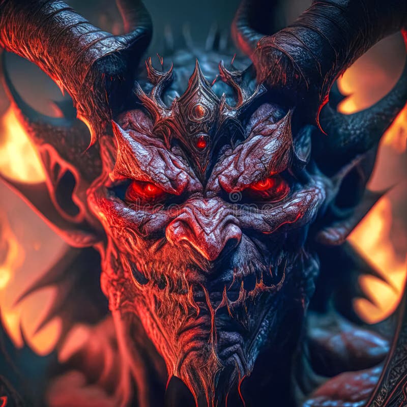 Portrait of a Creepy Scary Demon. Generative AI Stock Illustration ...