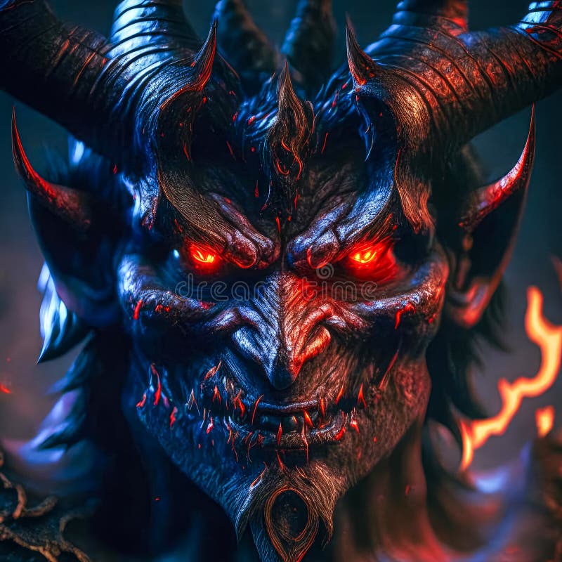 Portrait of a Creepy Scary Demon. Generative AI Stock Illustration ...