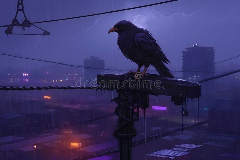 Portrait of Crow in the Rain. Neural Network AI Generated Neural ...