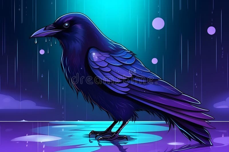 Portrait of Crow in the Rain. Neural Network AI Generated Neural ...