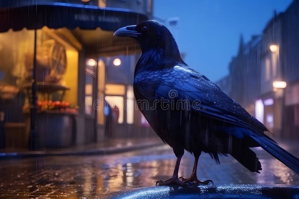 Portrait of Crow in the Rain. Neural Network AI Generated Neural ...
