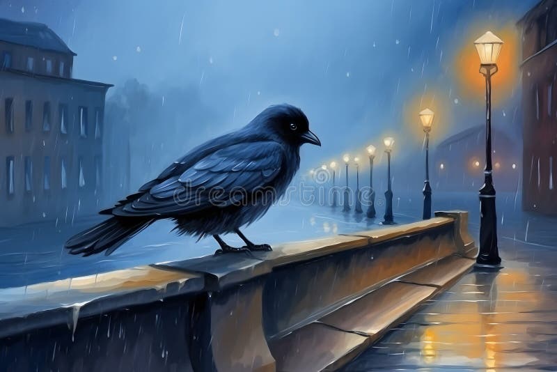 Portrait of Crow in the Rain. Neural Network AI Generated Neural ...