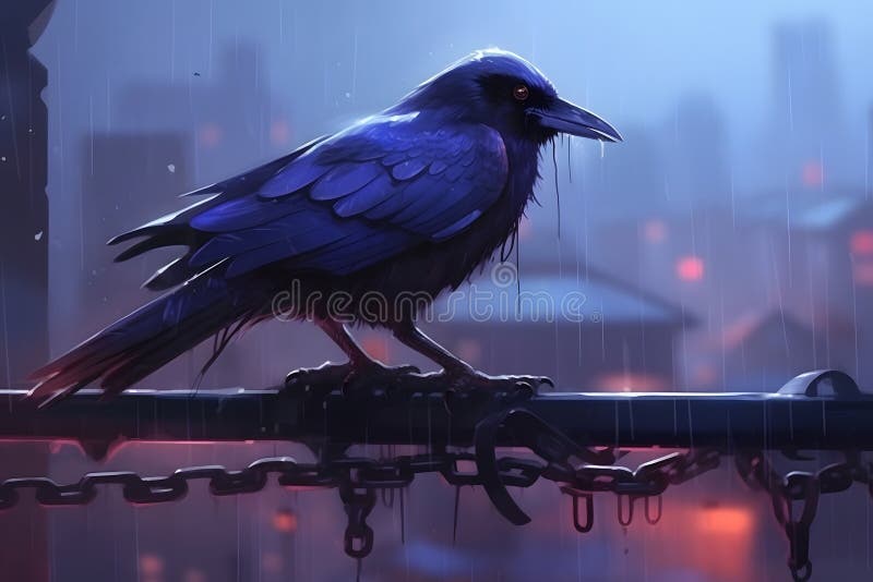 Portrait of Crow in the Rain. Neural Network AI Generated Neural ...