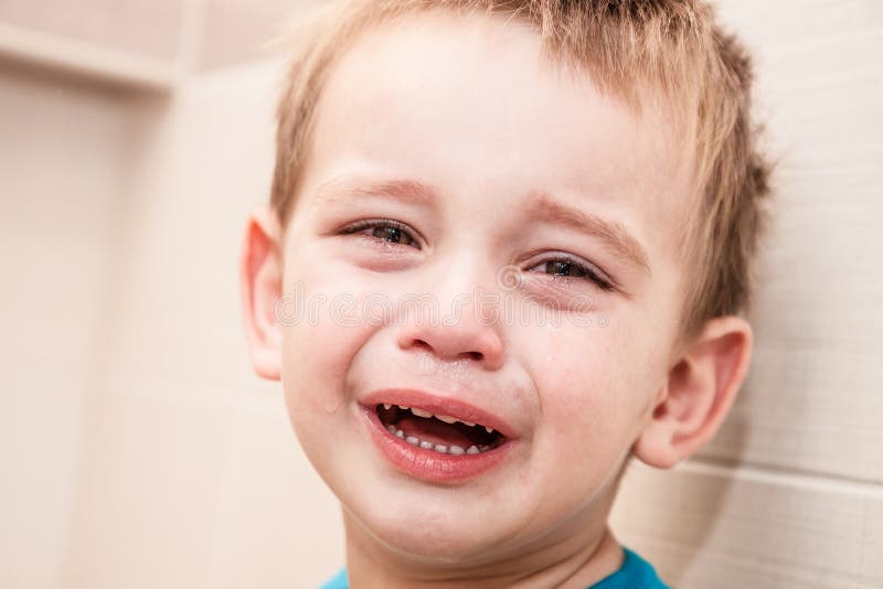 Portrait of Crying Baby Boy in Home Stock Photo - Image of anger ...