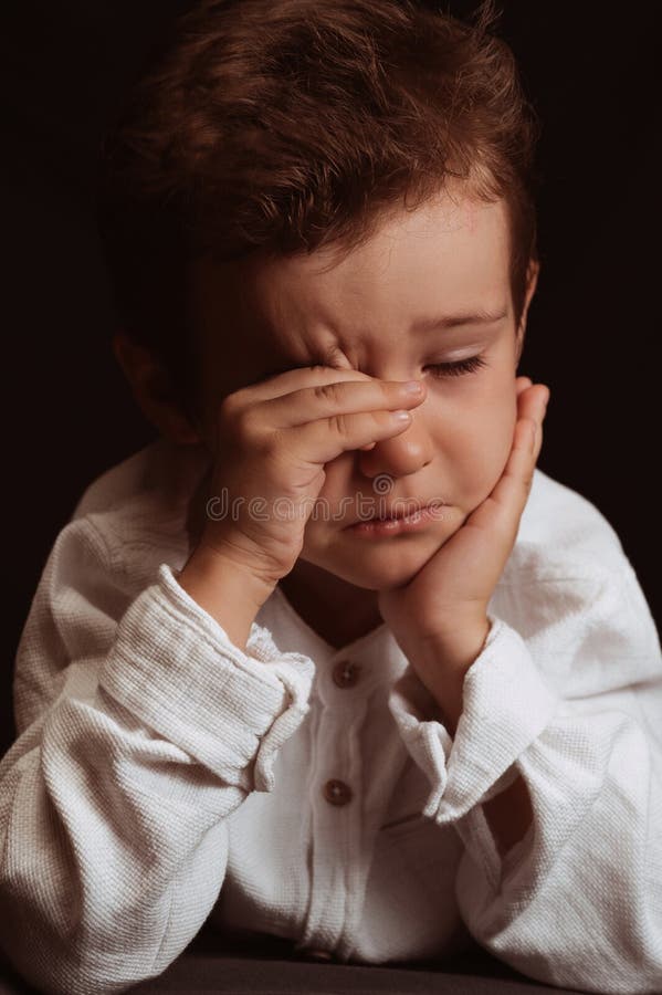 Portrait of Crying Baby Boy Preschooler Stock Image - Image of ...