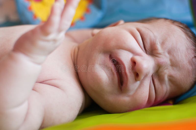 Portrait of the Crying Little Baby Stock Image - Image of newborn ...