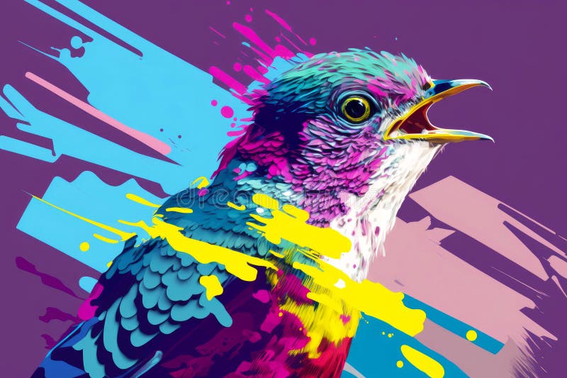 Portrait of Cuckoo in Pop Art Style, Flying Colors, Expression Stock ...