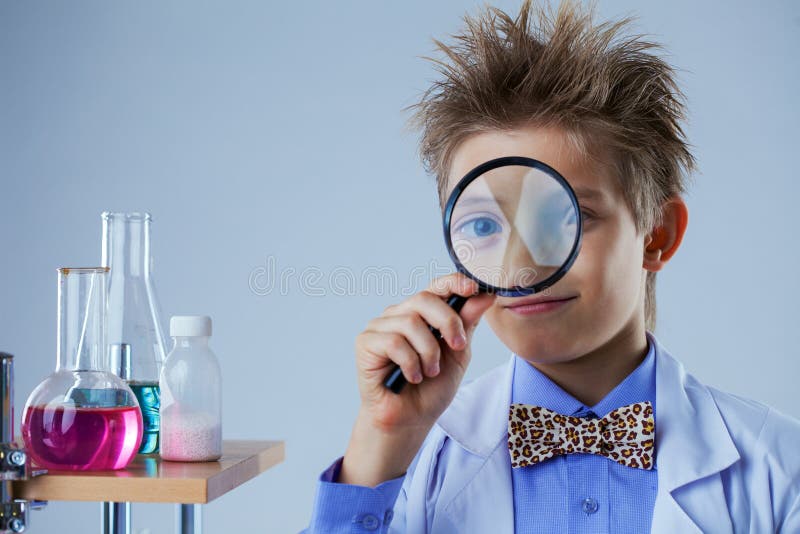 Curious Scientist Experimenting In Laboratory Stock Photo - Image of ...