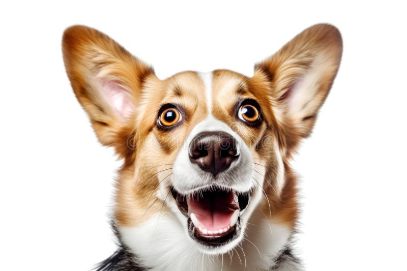 Portrait of Curious Corgi Dog Isolated on White Background Stock Photo - Image of interested ...