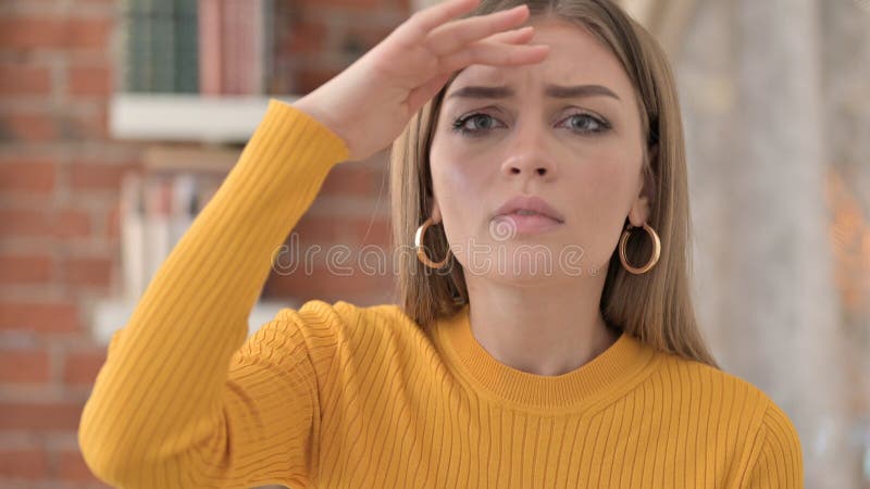 Portrait of Curious Young Woman Looking for Opportunities Stock Image ...